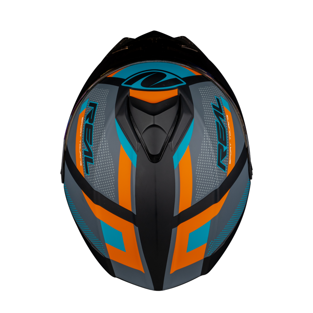 REAL ATLAS สีดำ/ส้ม(ด้าน) หมวกยกคาง - REALRIDER