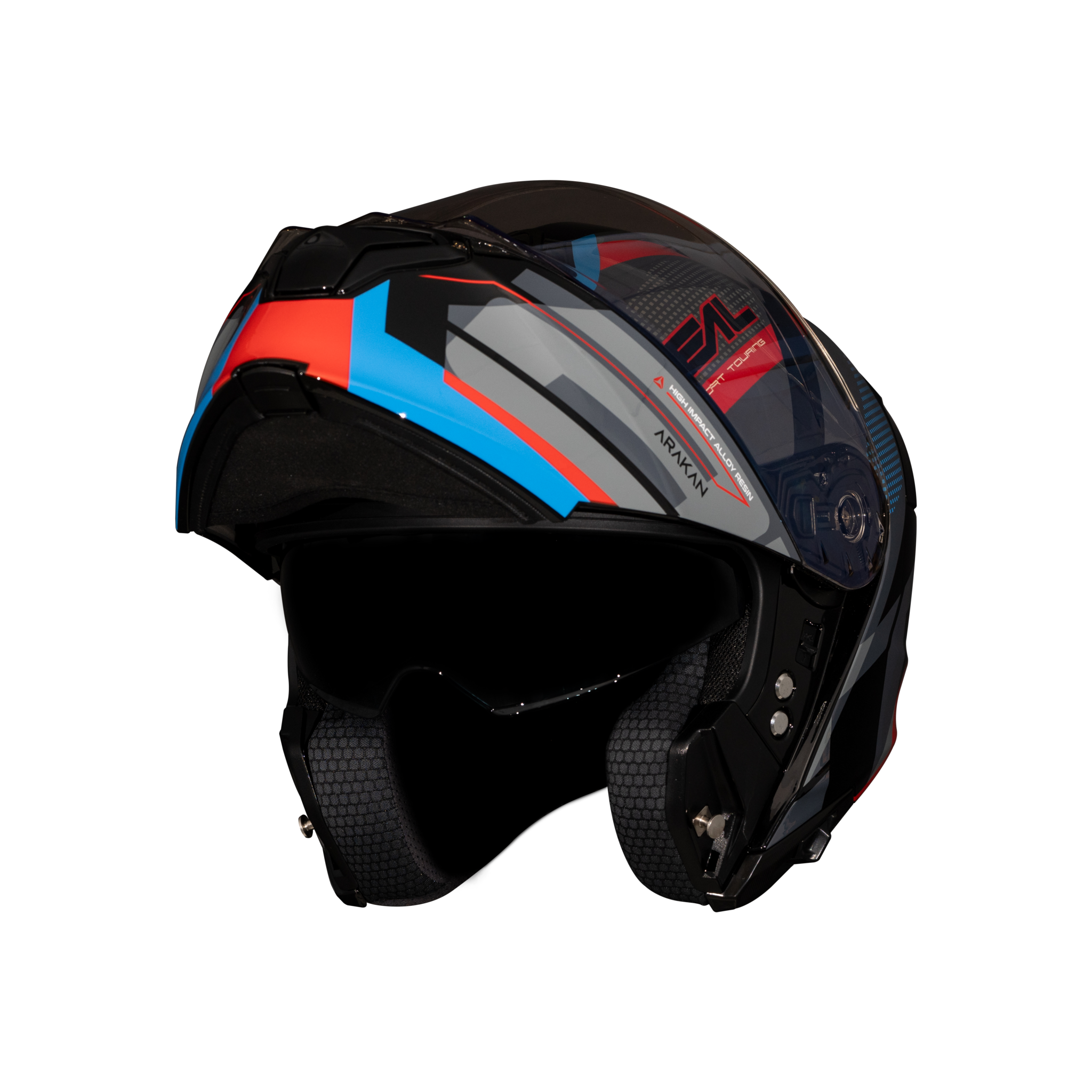 REAL ATLAS สีดำแดง/น้ำเงิน หมวกยกคาง - REALRIDER