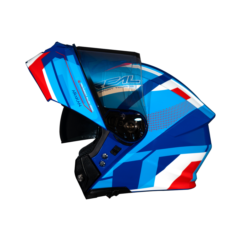 REAL ATLAS สีน้ำเงิน/แดง หมวกยกคาง - REALRIDER